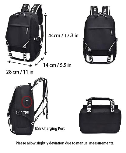 WANHONGYUE Anime TouHou Project Laptop Backpack Rucksack Travel Sports Casual Daypack with USB Charging Port Black / 9