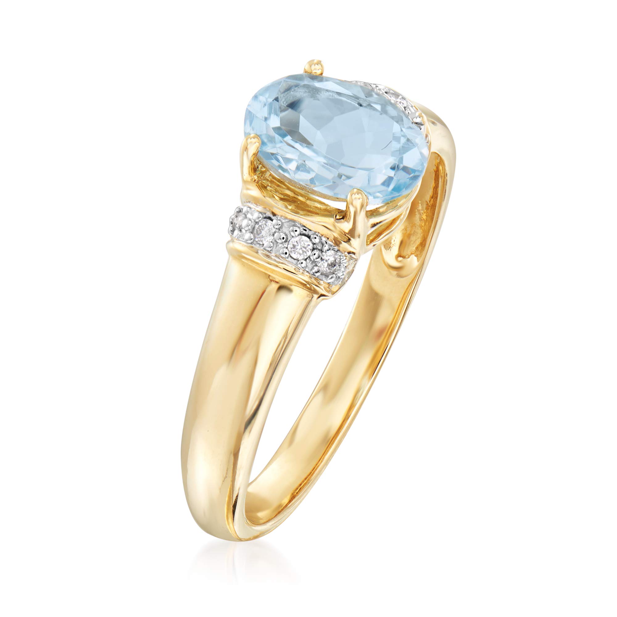 Ross-Simons 1.00 Carat Aquamarine Ring With Diamond Accents in 14kt Yellow Gold. Size 8