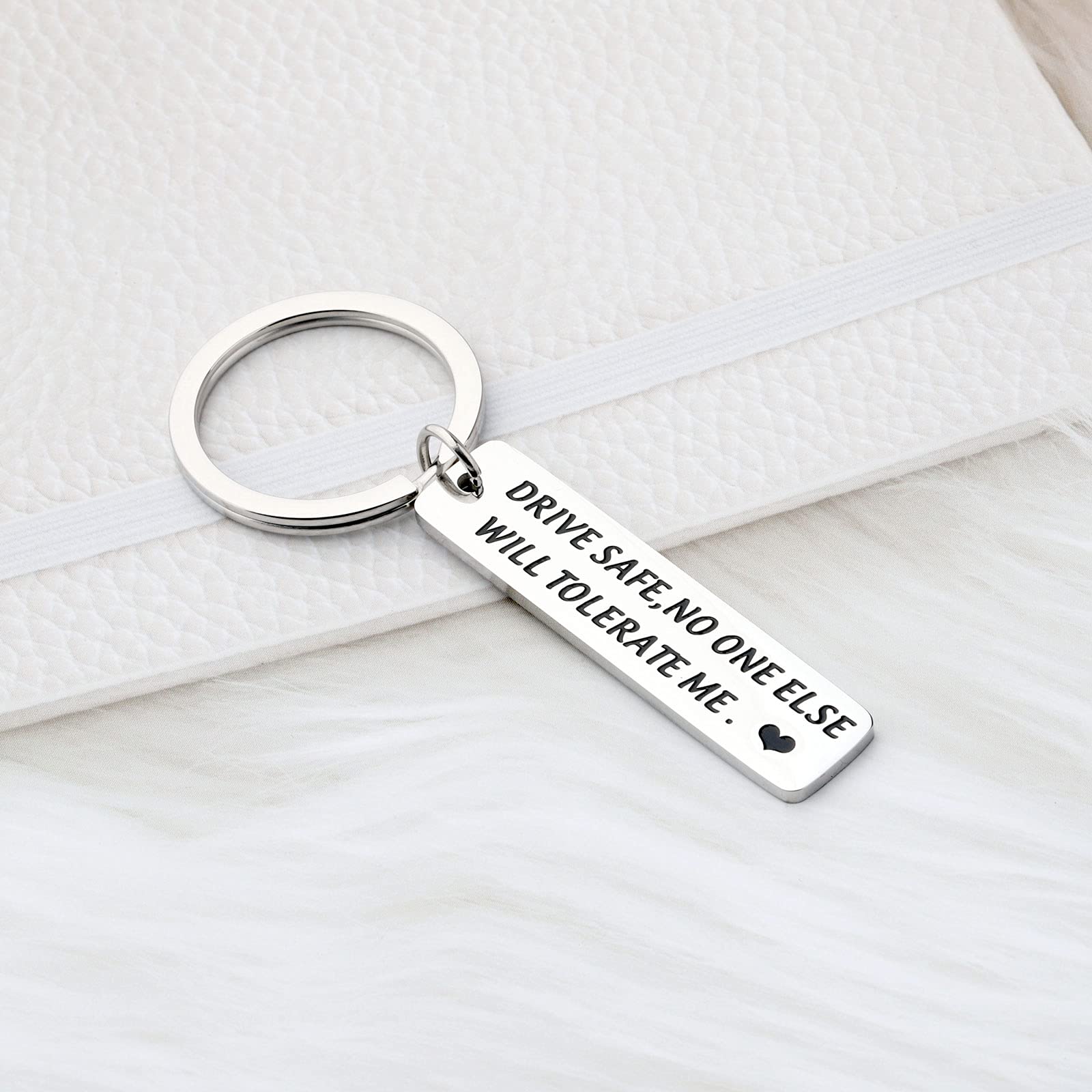 KUIYAI Drive Safe Gift New Driver Gift Drive Safe No One Else Will Tolerate Me Keychain Be Safe Gift Trucker Gift Gift for Dad Husband Friends (drive tolerateK)