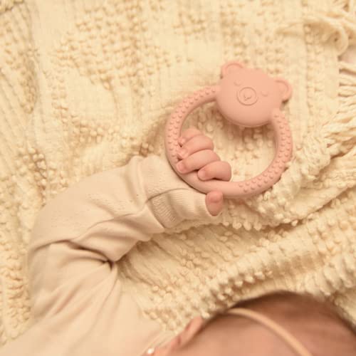 Silicone Baby Bunny Teething Toys - Silicone Teether Toys for Babies 0-6 Months - Cute Animal-Shaped Teething Relief, Easy to Clean Teething Ring - Newborn Essentials Must Have (Bunny/Blush)