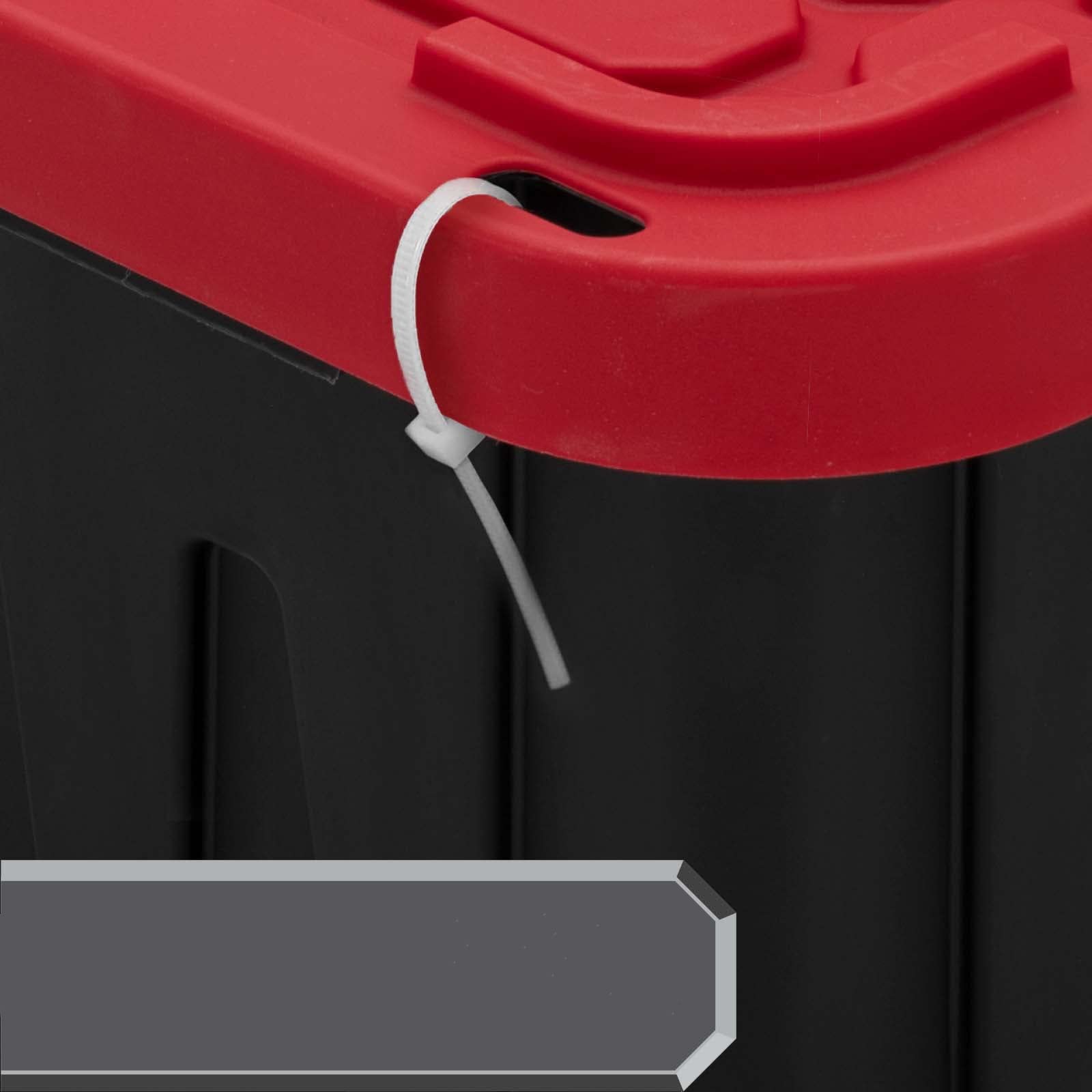 NUrii 40 Gallon Snap Lid Plastic Storage Bin Container, Black with Red Lid, Set of 3 Big Plastic Storage Box