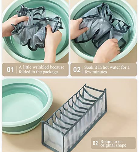 Washable Drawer Organizer Nylon Mesh Fabric Closet Organizer for Underwears Pants T-shirts (White-4pc for Underwear/Sock)