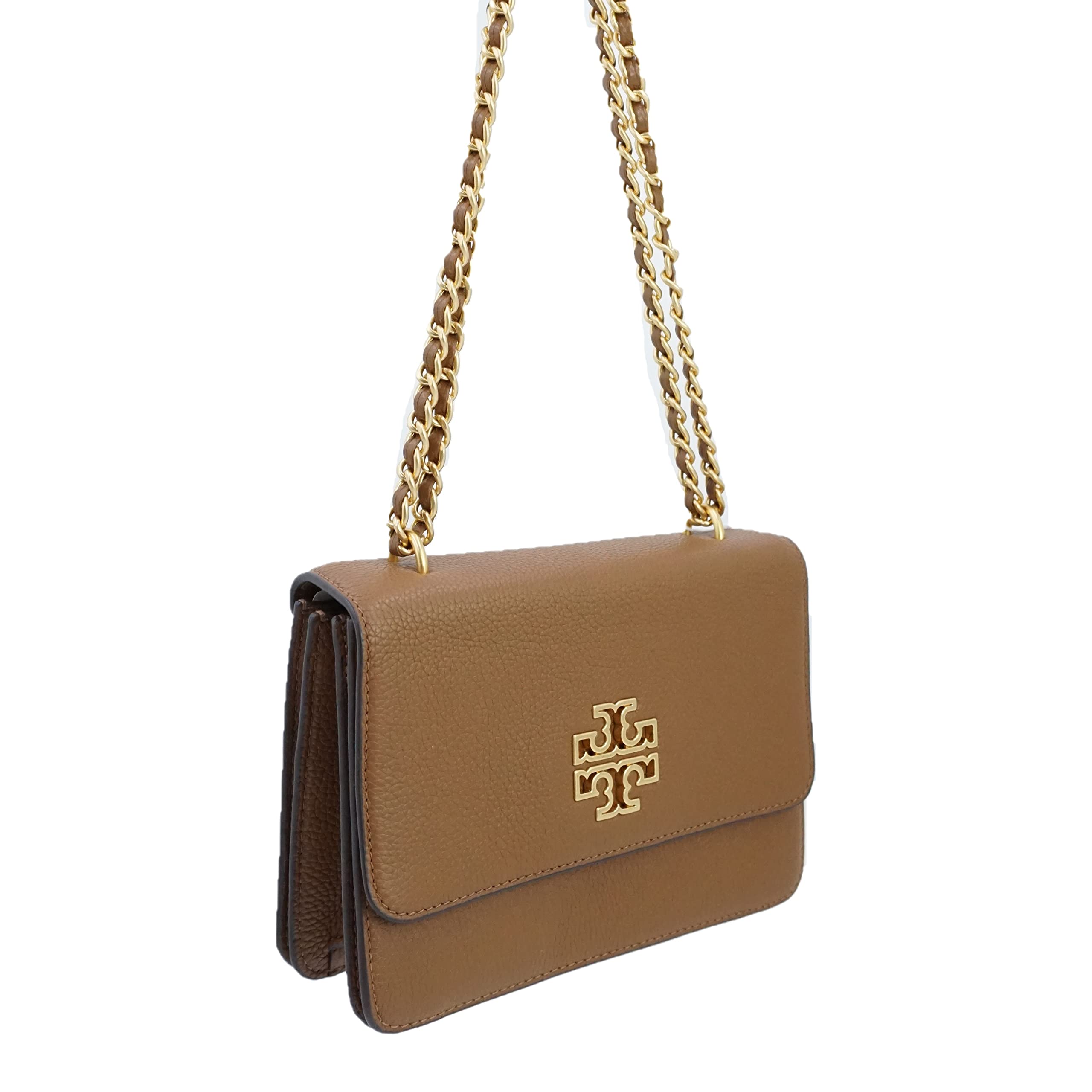 Tory Burch 73505 Moose Brown With Gold Hardware Women's Britten Small Adjustable Shoulder Bag