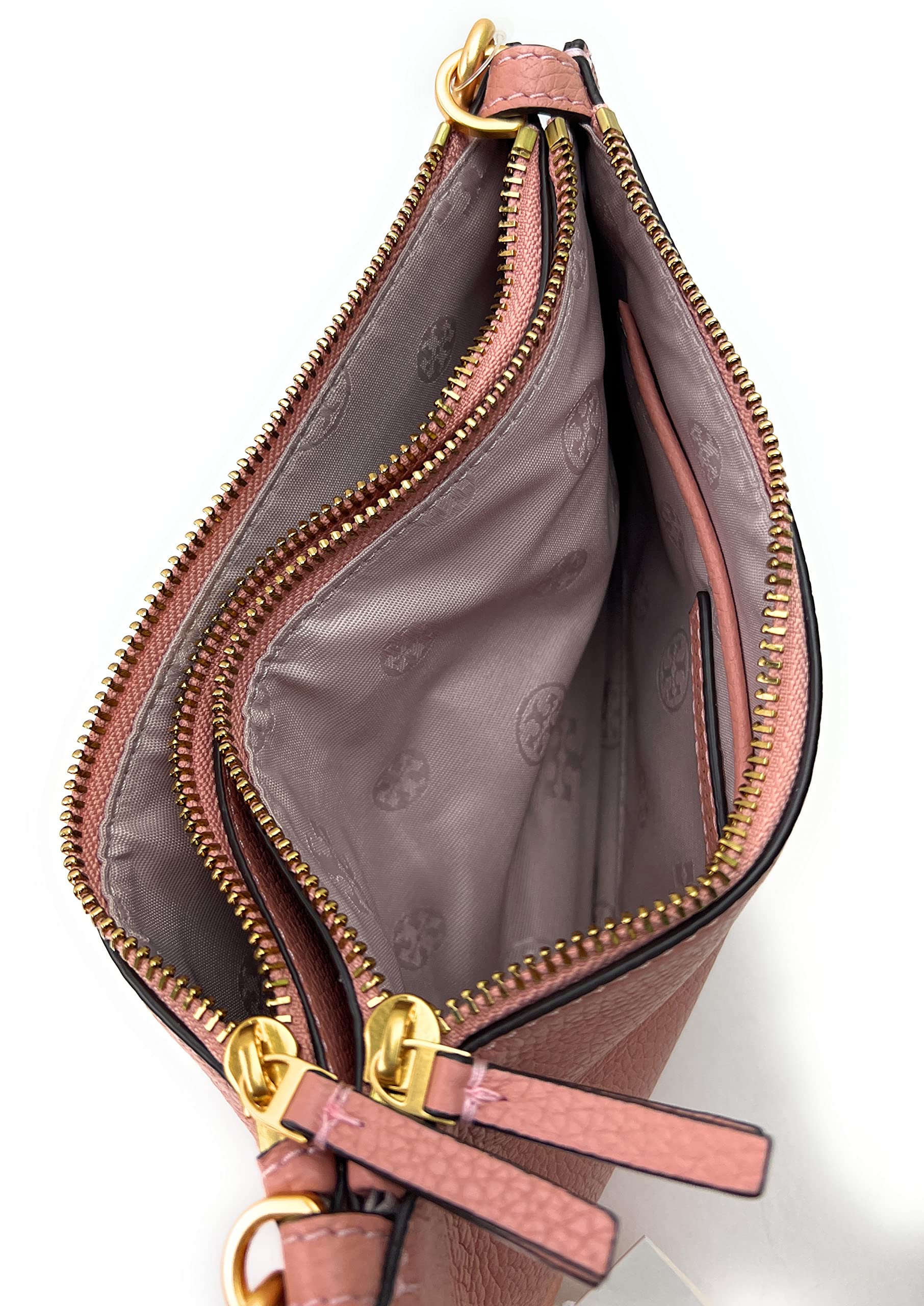 Tory Burch Double Zip Slim Crossbody (Pink moon)