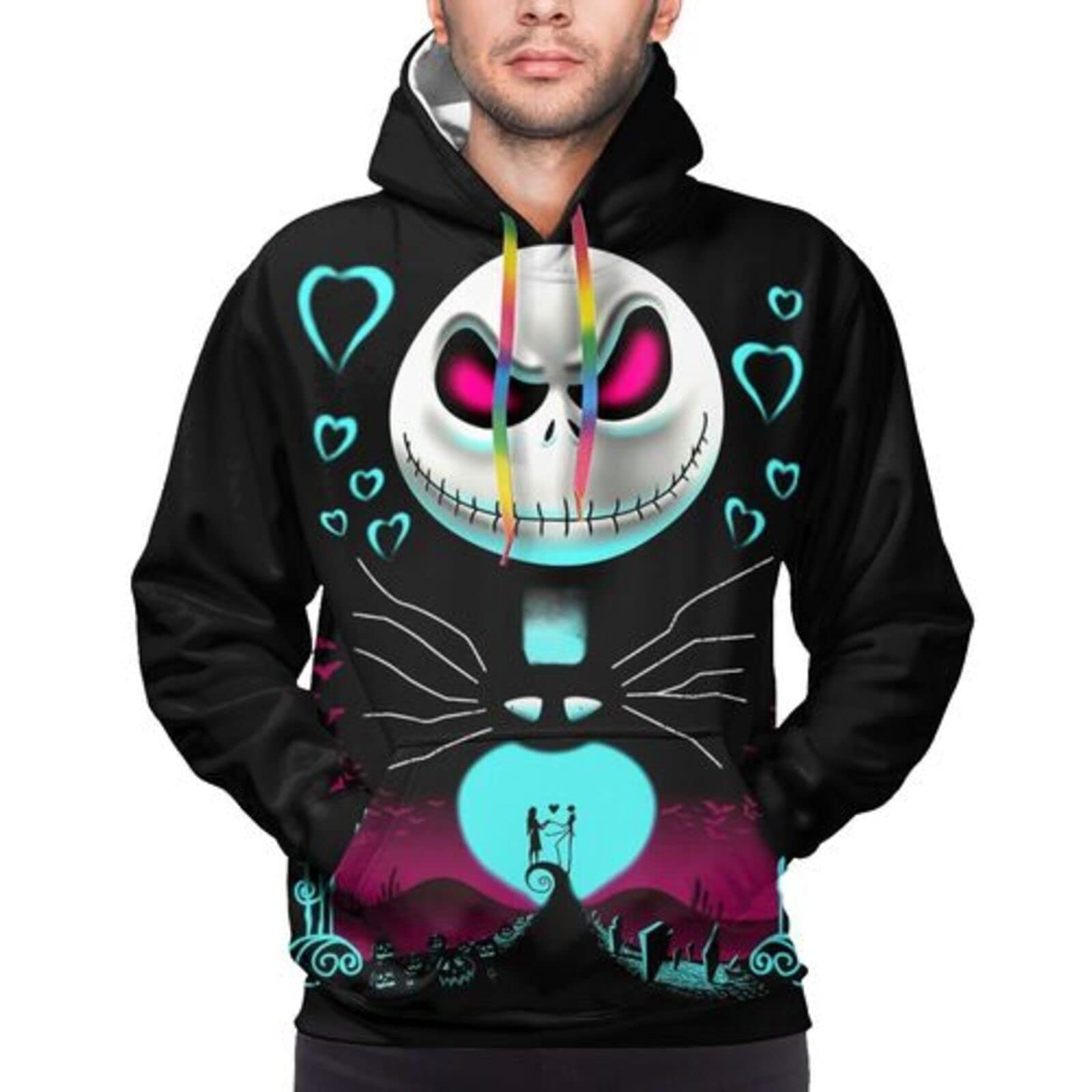 Men's and women's Christmas hoodie Jack novelty hoodie 3d Print Sweatshirts casual pullover 4-XX-Large