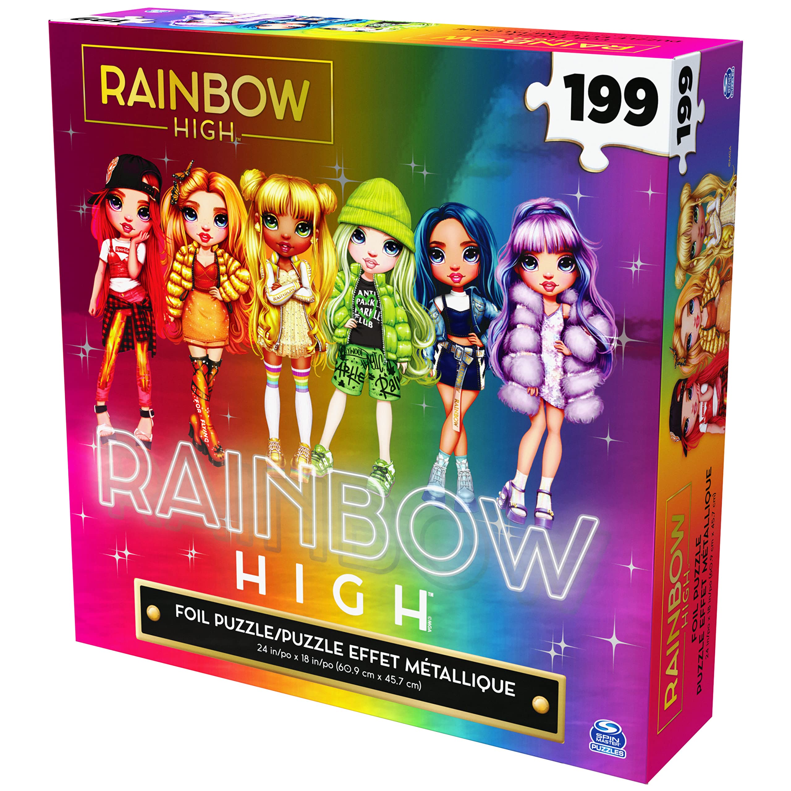 Rainbow High, Foil Jigsaw Puzzle 199-Piece Reflective Abstract Metallic Effect Featuring The Fashionable Dolls, for Kids Ages 8 and up