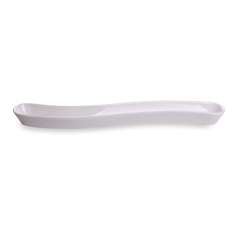 Restaurantware Swerve 10 Ounce Olive Plate 1 Curved Olive Tray - Medium Chip Resistant White Porcelain Olive Canoe Dishwasher Safe For Snacks Condiments Or Appetizers