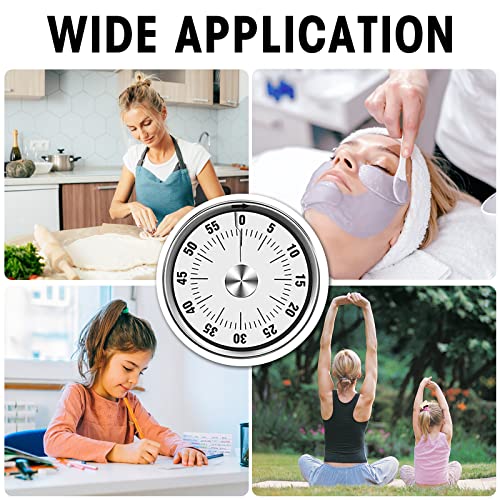 PMYEK Visual Timer-60-Minutes Mechanical Timer for Kitchen and Kids, Classroom Timer, Time Management Tool with Loud Alarm Sound & Stainless Steel for Teaching, Study, Exercise, Baking, Cooking, Frame