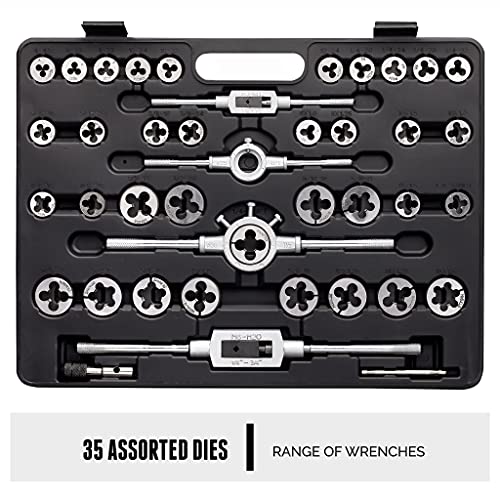 Segomo Tools 110 Piece Hardened Alloy Steel SAE Tap And Die Threading Tool Set With Storage Case | SAE Tap and Die Set | Rethreading Kit | Tap Set | Tap and Die Kit - TD110SAE