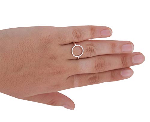Marycrafts Sterling Silver Simple Plain Karma Circle Statement Rings