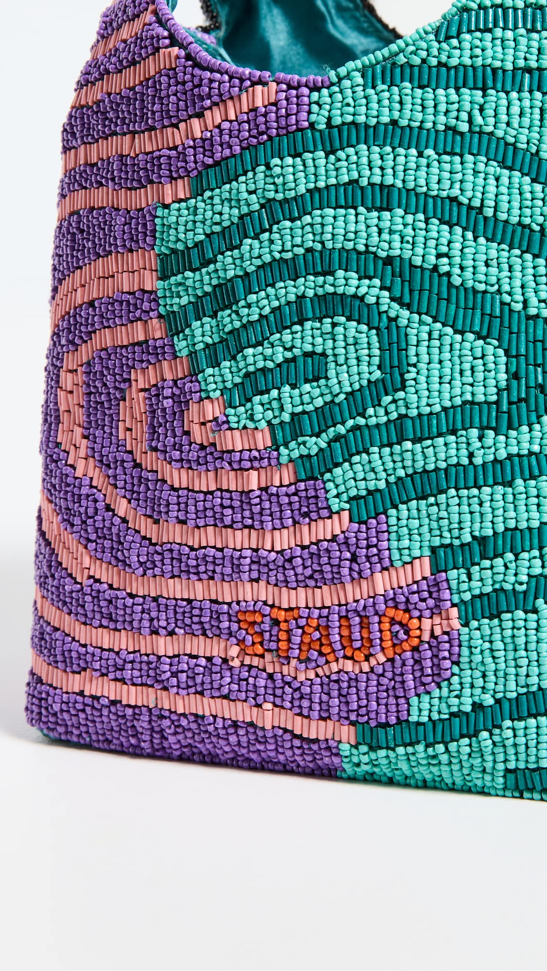STAUD Women's Beaded Cote Bag, Acid Swirl, Print, Green, One Size