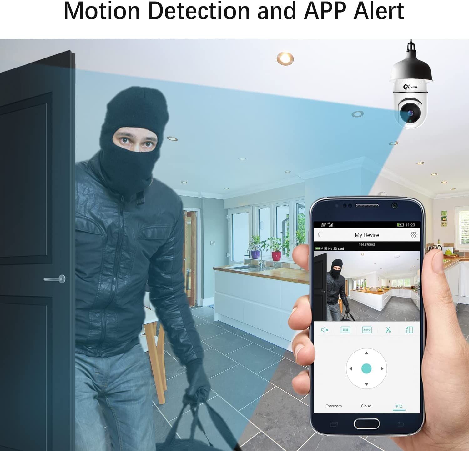 XVIM 2Pack 3MP Light Bulb Security Camera, 2.4GHz WiFi Wireless Home Surveillance Camera, 360 Degree View Lens HD Night Vision, 2-Way Audio, Human Motion Detection & Alarm