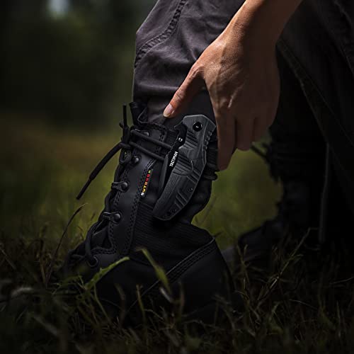 TACTIMAN Pocket Folding Knife Survival Gear Tactical Knife with Liner Lock Stainless Steel Blade in Black Oxidation G10 Handle Reversible Pocket Clip Gifts for Men Dad Husband