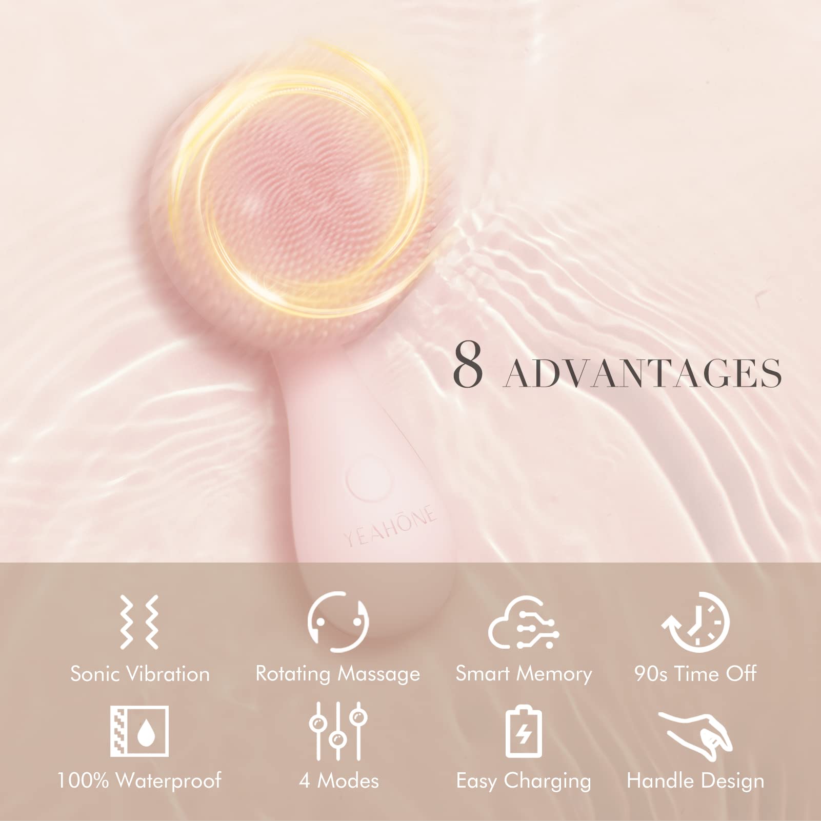 YEAHONE Facial Cleansing Brush,Electric Silicone Face Scrubber for Deep Cleaning and Exfoliating,Gentle Vibrating and Massage,Mini Sonic Skin Exfoliator Tool