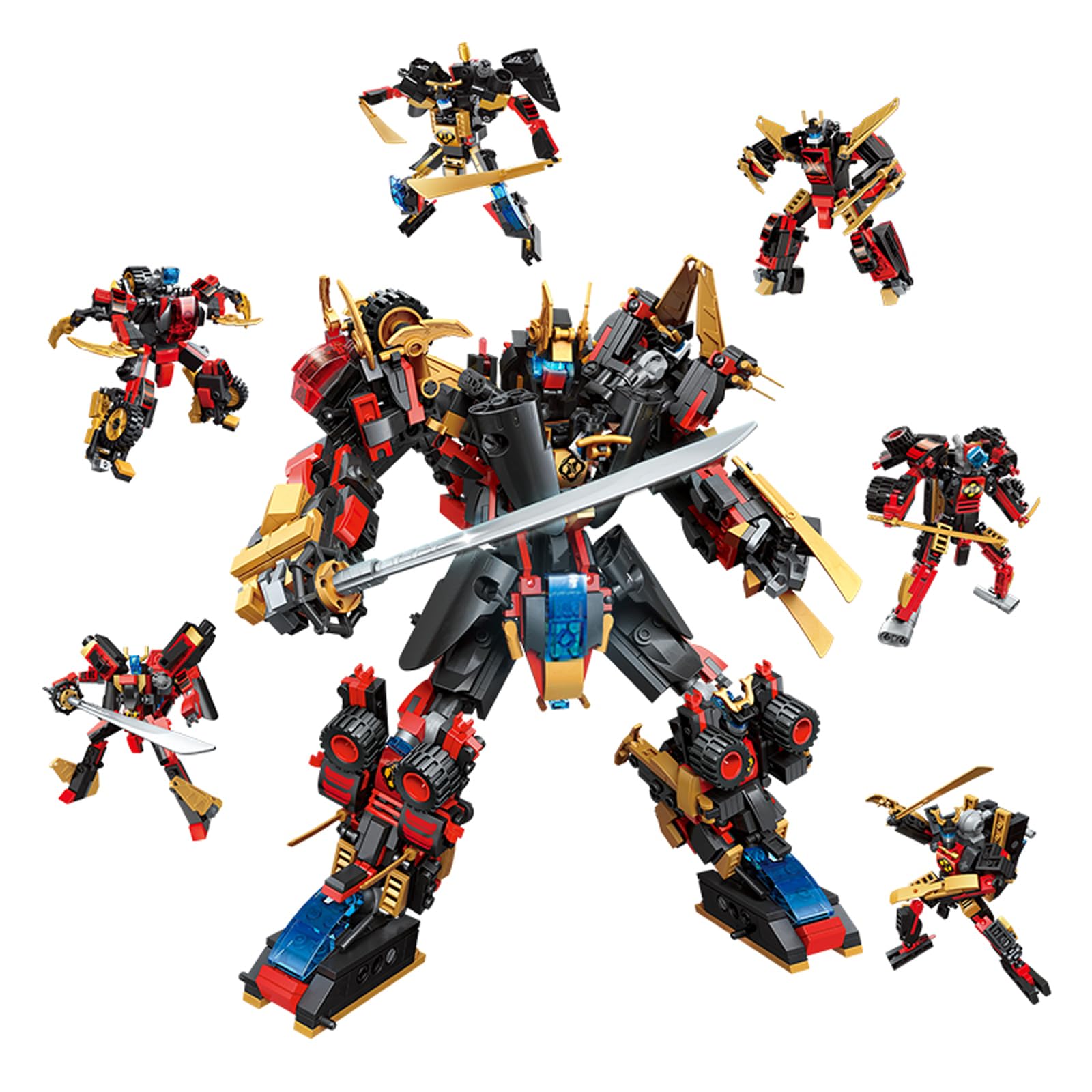 LITTLE FROGGY STEM Robot 6-in-1 Transformation Mech Warrior Vehicles Building Block Kit Compatible with Lego Bricks Excellent Gift for 6-12 Years Old Boys(908 PCS)