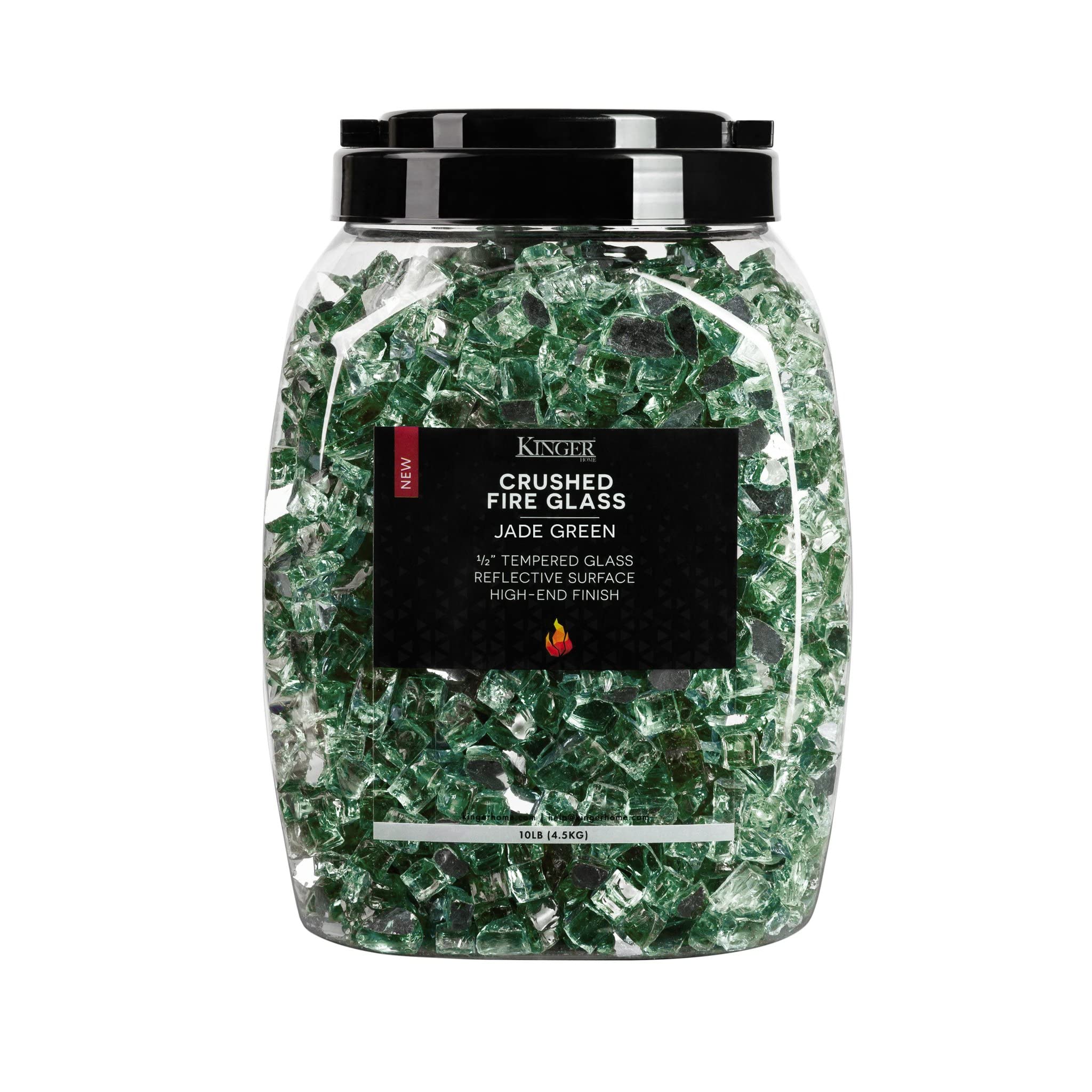 SHERBECK Fire Glass 1/2 Inch Reflective Tempered Fire Pit Glass Rocks for Propane or Gas Fire Pit 10 Pounds Cobalt Blue (Gift Package) Green