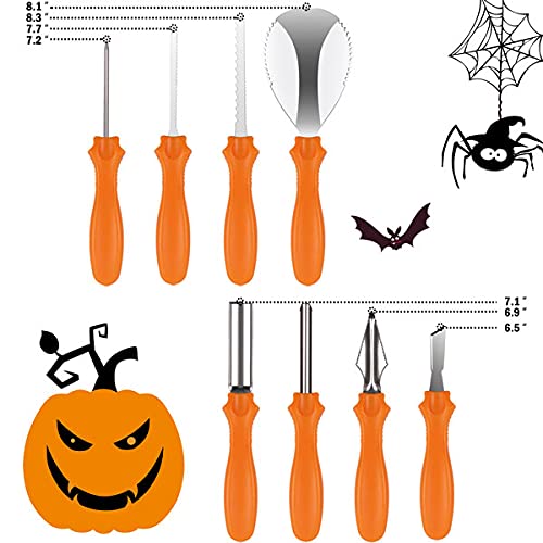 Pumpkin Carving Kit Tools,Halloween Pumpkin Decorating Kit Carving Knife - 8PCS Pumpkin Sculpting Tools Professional Stainless Steel Heavy Duty Knife Pumpkin Carving Sets