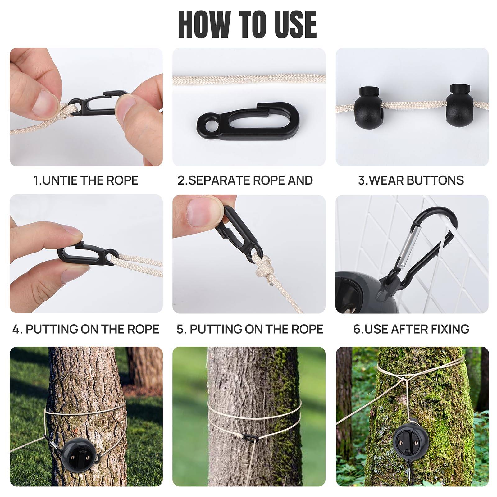 Zmains Retractable Clothesline Outdoor, Adjustable 32.8ft Travel Clothesline Portable Clothesline for Outdoor/Indoor Laundry Rope with 10pcs Stoppers 20pcs Windproof Clothespins 4pcs Hooks