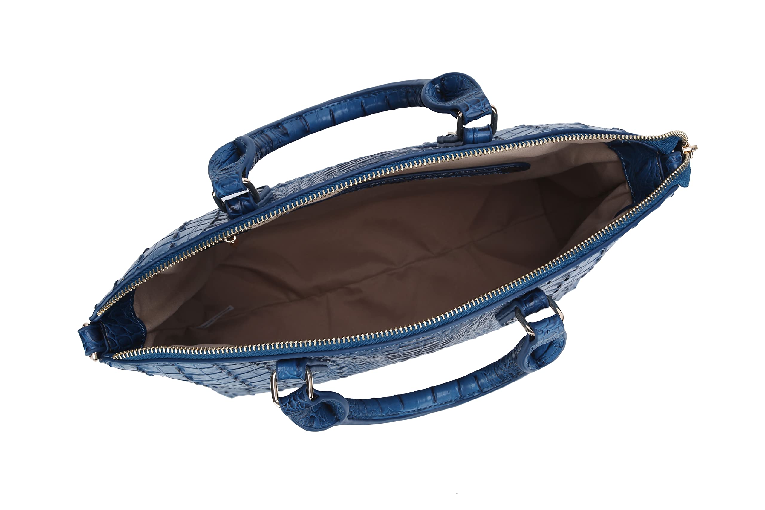 Satchel Bag Women’s Vegan Leather Crocodile-Embossed Pattern With Top Handle Large Shoulder Bags Tote Handbags (Navy)
