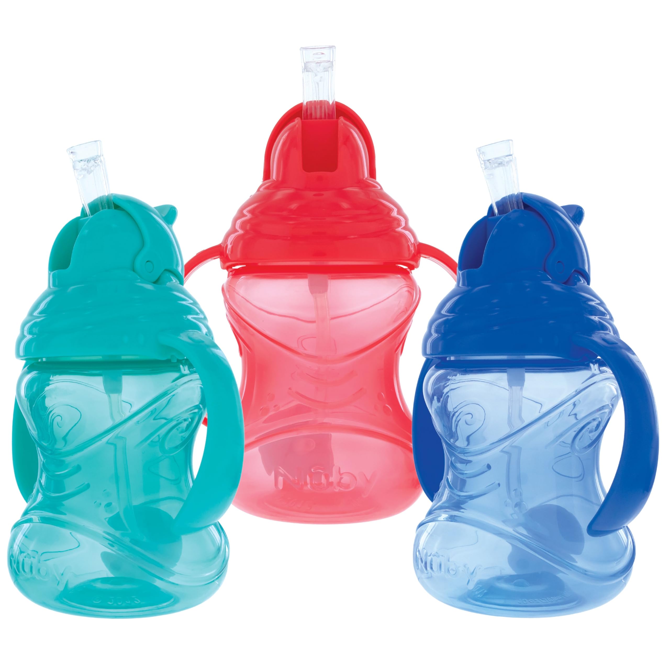 Nuby No-Spill Flip N' Sip Clik-It Cup with 360 Straw, 8 Ounce, Colors May Vary, Multicolor
