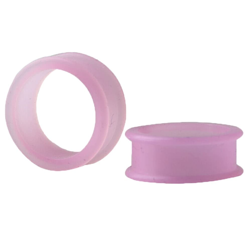 Pair 1/2" (12MM) PURPLE SILICONE FLAT FLARE TUNNELS Double Flare Gauges Thin Soft Flexible Flesh Plugs (2pcs)