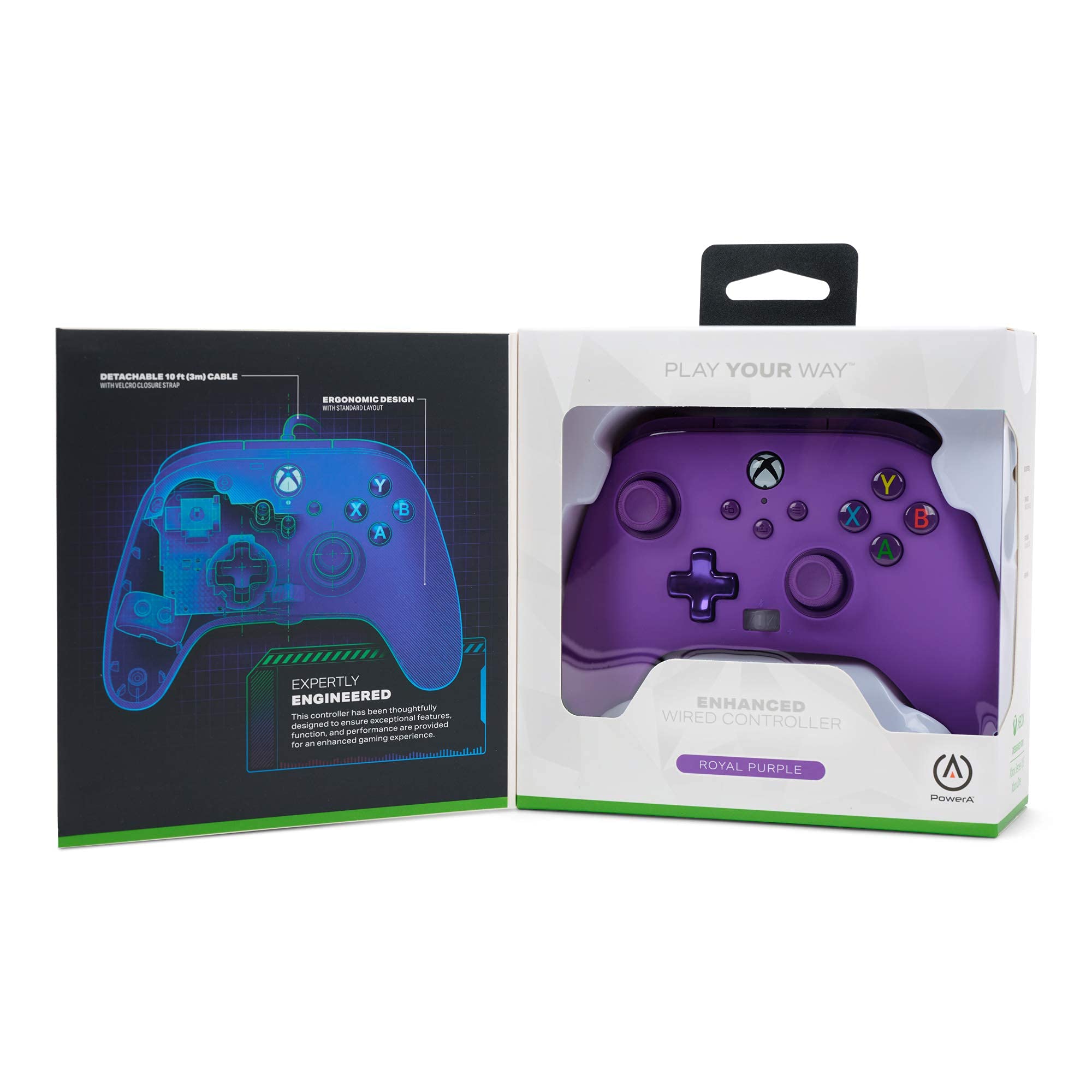 PowerA Enhanced Wired Controller for Xbox Series X|S β Royal Purple, gamepad, wired video game controller, gaming controller, Xbox Series X|S (Renewed)