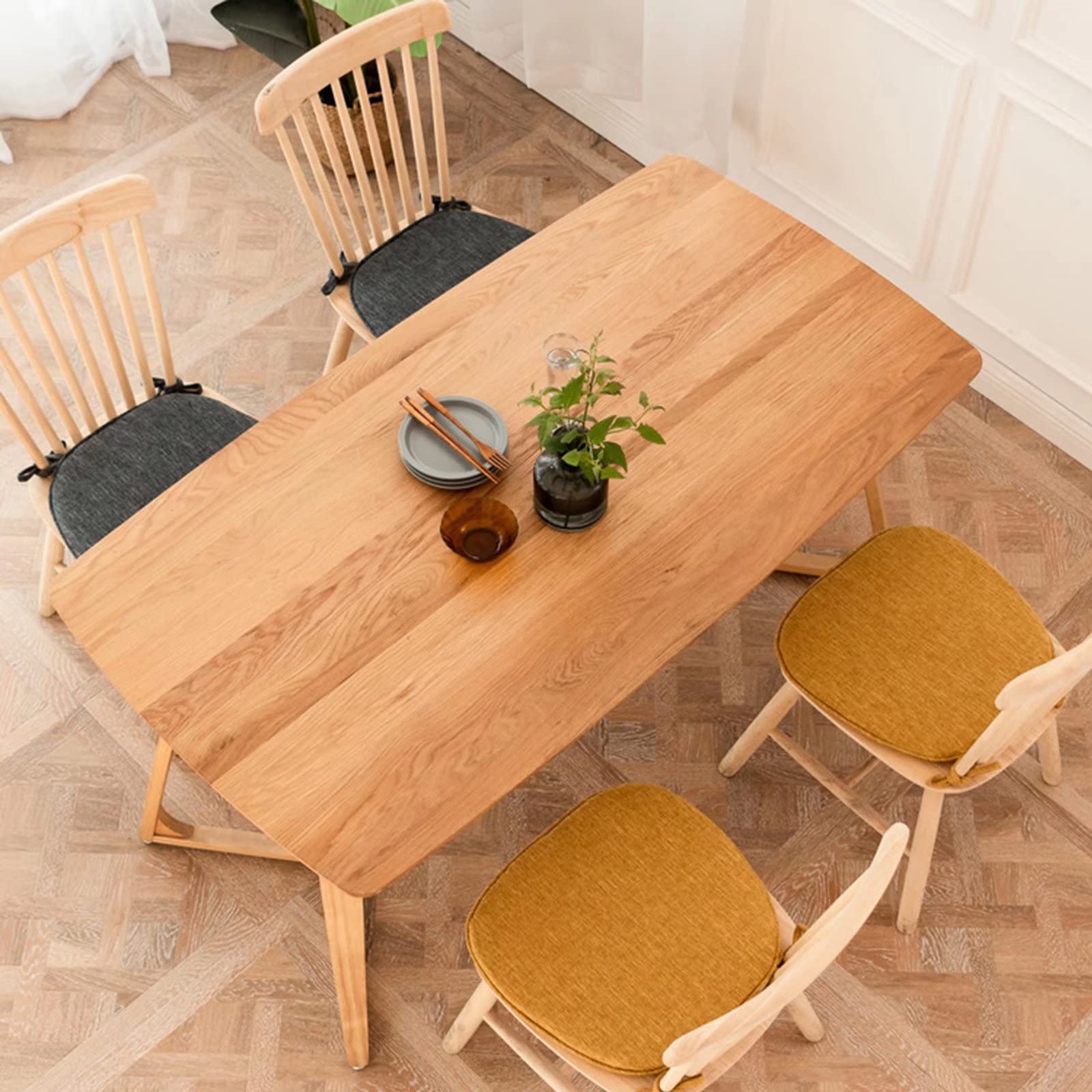 Seat Cushions for Dining Chairs, Chair Pads for Dining Chairs, Kitchen Chair Cushions X2, Non Slip Seat Pads for Chairs with Ties, Machine Washable Chair Pads Brown