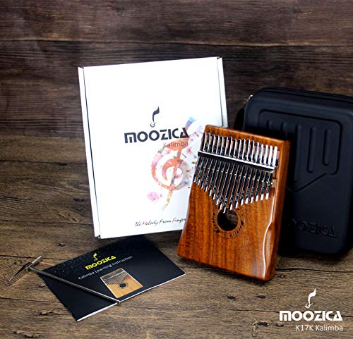 Moozica 17 Keys Kalimba Marimba, Solid Koa Wood Professional Thumb Piano Musical Instrument (Koa-K17K)