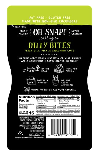 Oh Snap! Pickling Co., Dilly Bites Fresh Dill Pickle Snacking Cuts, 3.5 oz. (6 count)