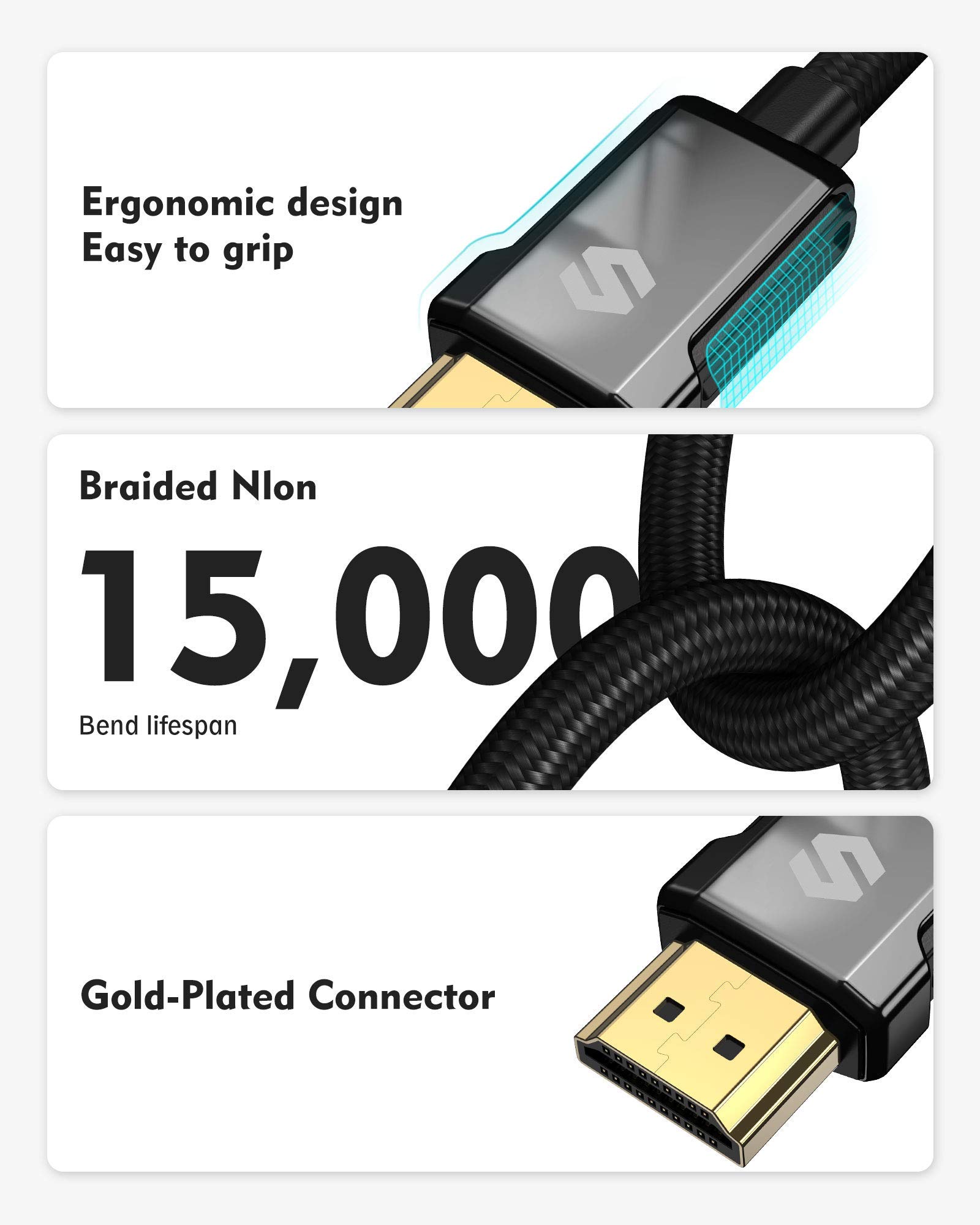 Silkland HDMI ARC Cable for Soundbar 6.6FT, High Speed 48Gbps HDMI 2.0 Cable, [4K, HDR, HDCP 2.2, Ethernet], Compatible for Samsung, Vizio, Sono, Bose, LG Sound bar, UHD TV