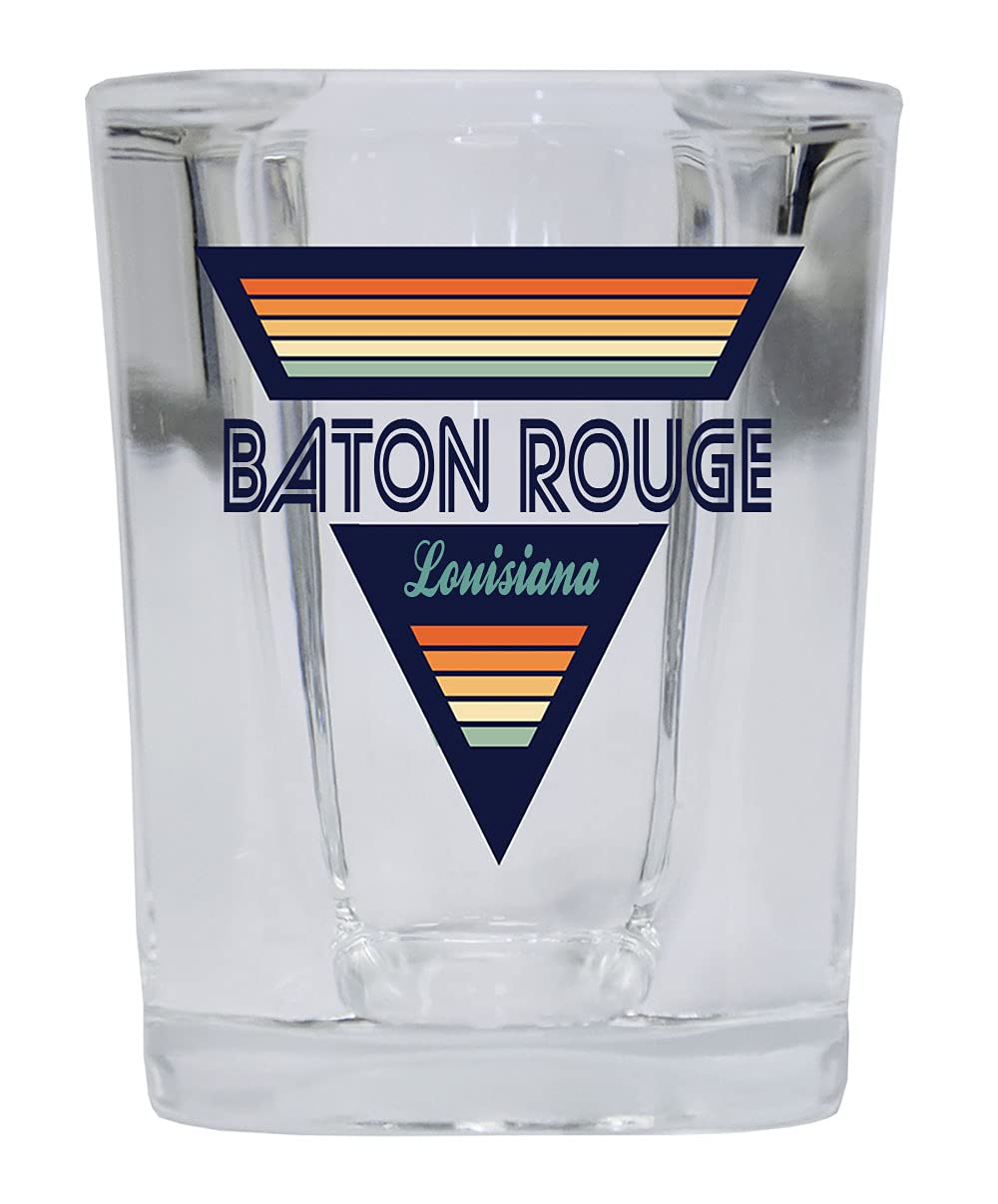 R and R Imports Baton Rouge Louisiana 2 Ounce Square Base Liquor Shot Glass Retro Design