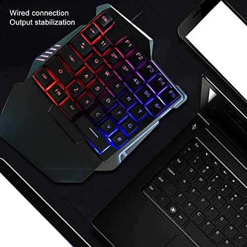 VINGVO One Handed Gaming Keyboard, 35 Keys RGB Gaming Keyboard Ergonomic Design Silent for PC