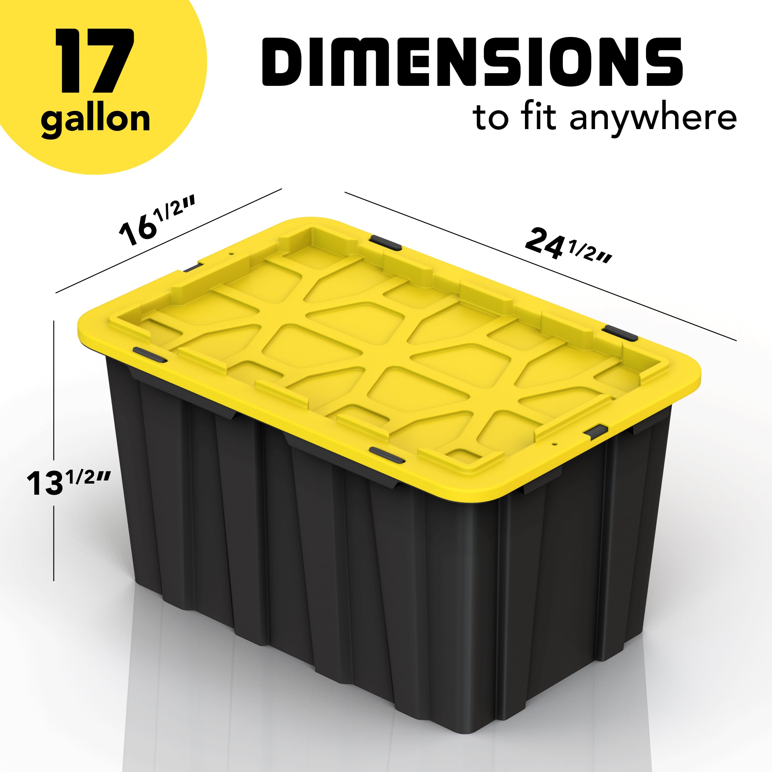 Lifetime Home (8 PACK 12 Gallon Plastic Storage Bin Tote Organizing Container with Ultra Durable Secure Latching Lids, Stackable, Extra Strength Clear with Built in Handle - Black and Yellow