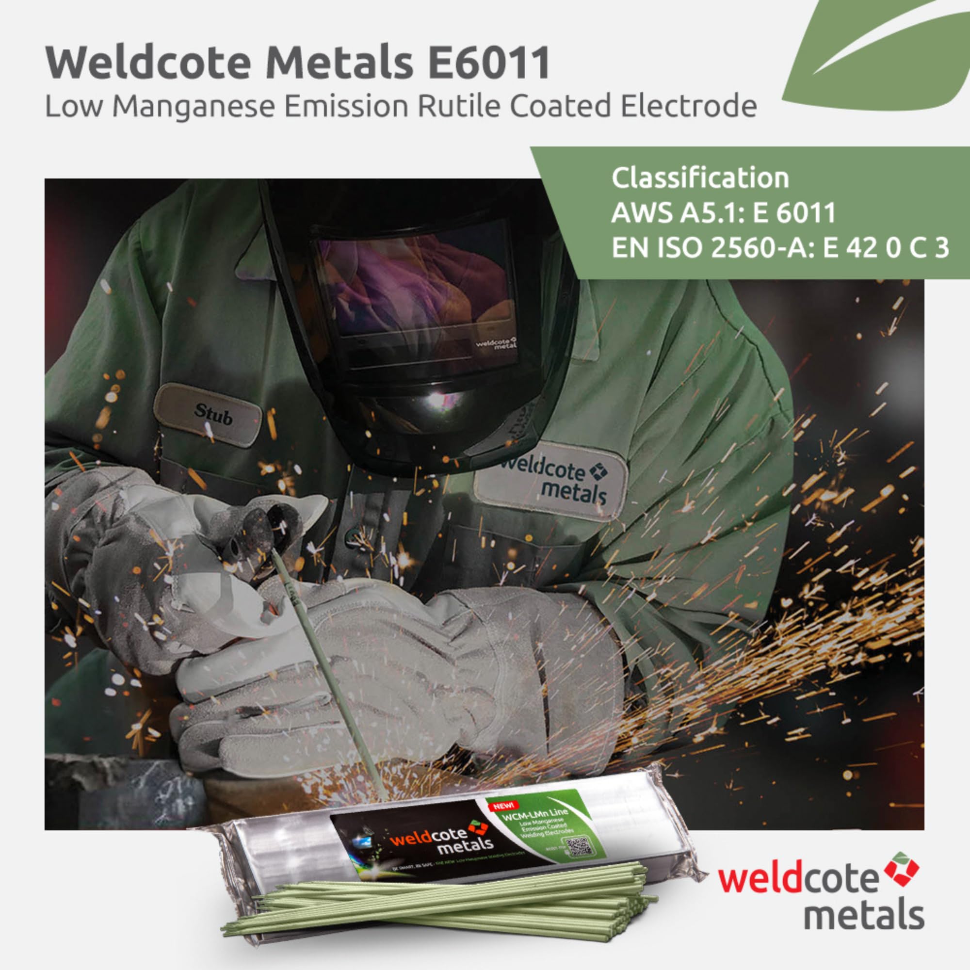 Weldcote Metals E 6011 Welding Rod 1/8" 5 Lbs, Low Manganese Emission Patented Stick Welding Rods for Safer Welding, Carbon Steel Stick Electrodes - Made in Israel