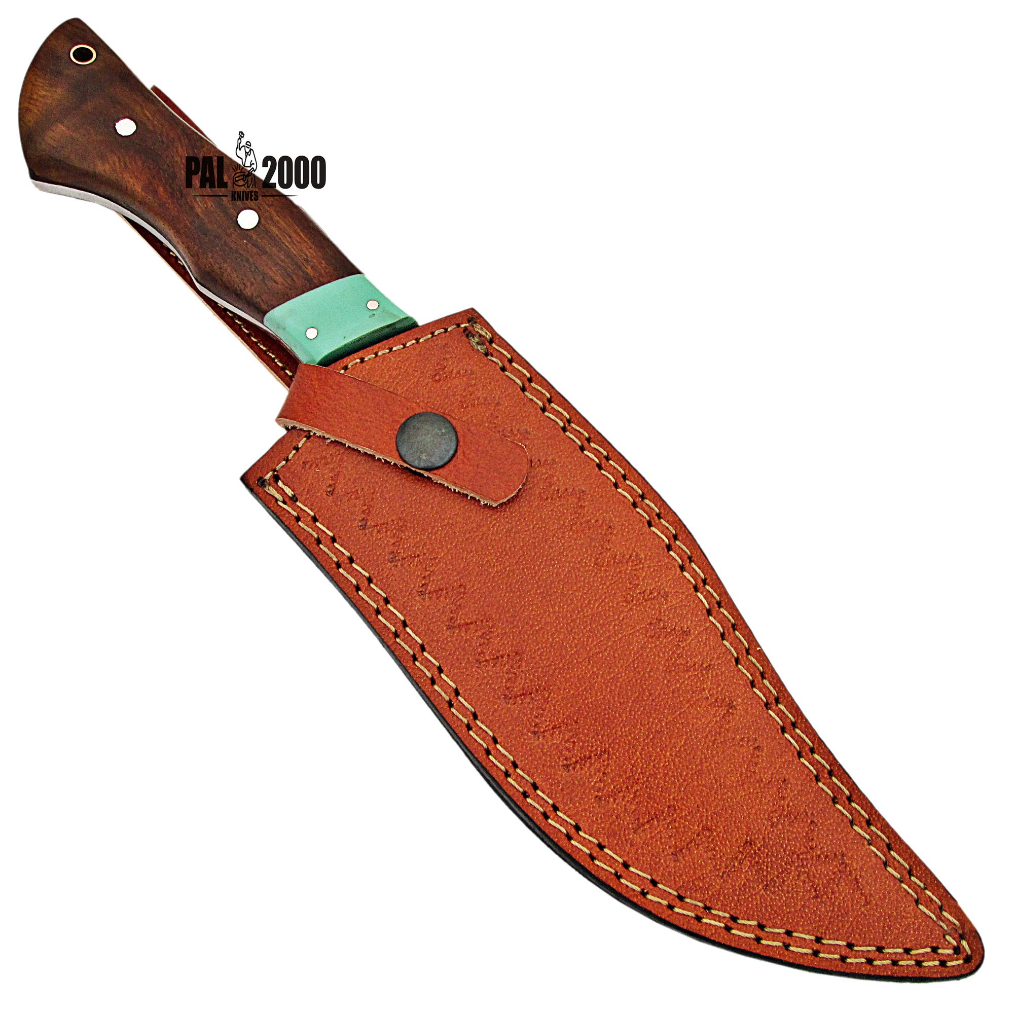 PAL 2000 HUNTING KNIVES Ssat 9902 Handmade Damascus Steel Custom Knife Solid Rose Wood Handle Knife With Sheath