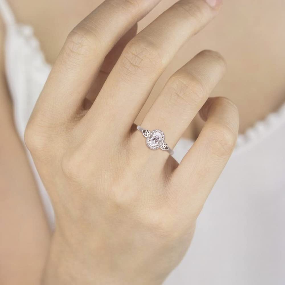 Sterling Silver Urn Ring for Ashes: Women Oval Shaped Cubic Zirconia Ash Ring Memorial Cremation Jewelry Bereavement Keepsakes Gift for Loss of a Loved One (Size 8)