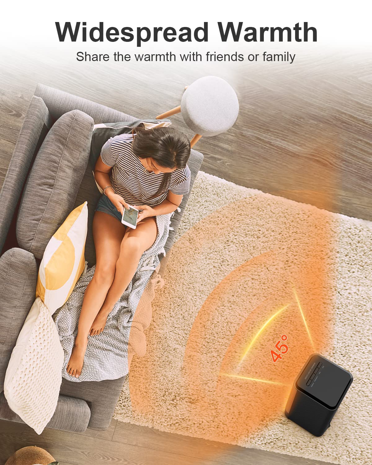 Space Heater, Desk Heater Portable Heater with Oscillation, Electric Space Heaters for Indoor Use with Fan-only Mode, Tip-over & Overheat Protection, Small Heater for Office under Desk