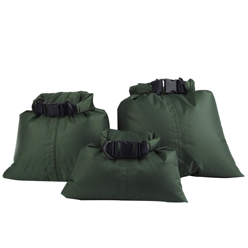 LEORX 1.5L+2.5L+3.5L Waterproof Dry Bag Storage Pouch Bag for Camping (Army Green)