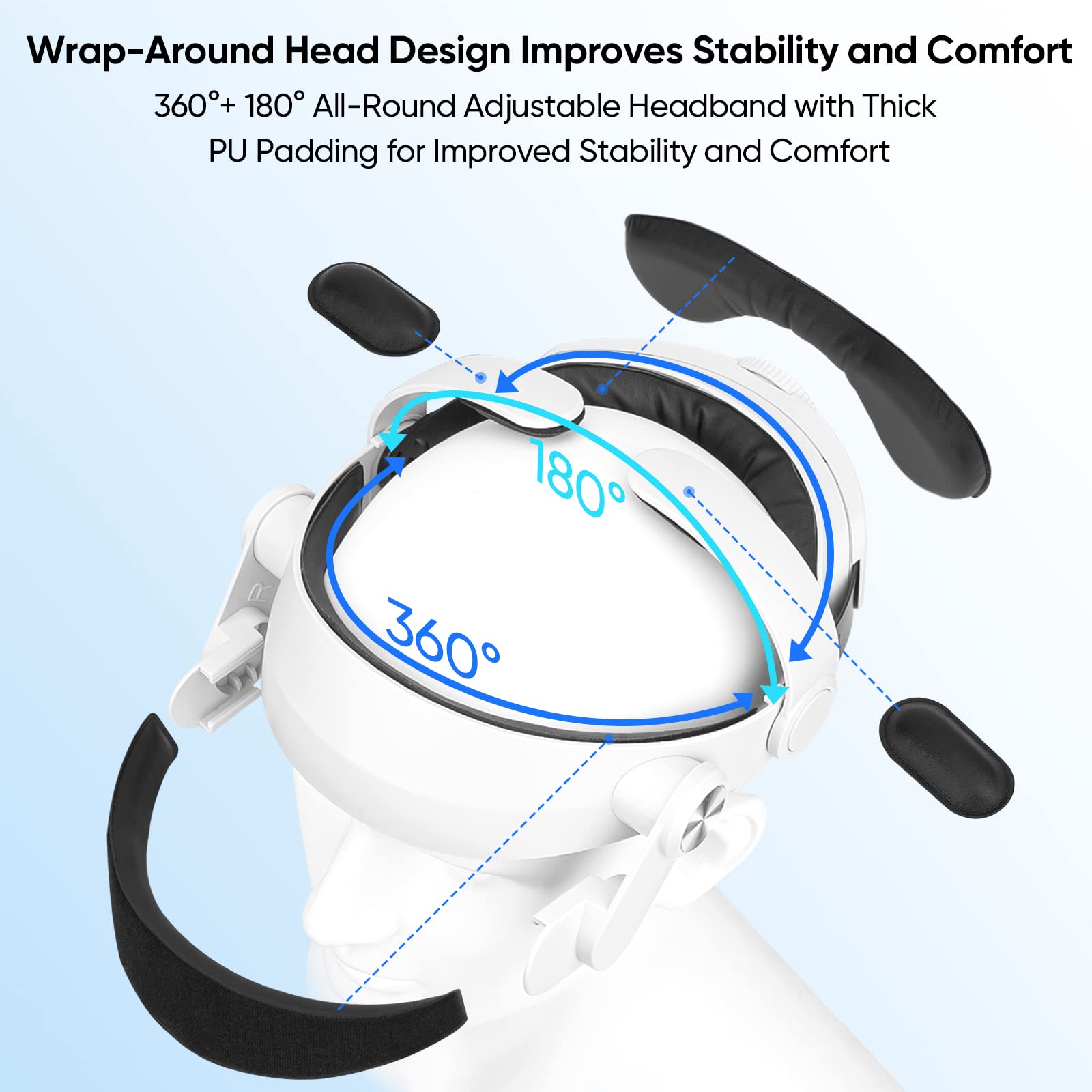 SARLAR Head Strap Accessories Compatible with Meta Quest 2, Elite Strap with Hard Carrying Case and Lens Protector for Enhanced Support and Comfort in VR