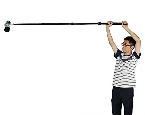 Koolertron Portable Mic Boom Pole Arm 4 Section Stretchable Padded Handheld Telescopic Aluminum Adjustable with Easy Twist Locks and Padded Handle for Professional Shotgun Microphones Fish Pole exte