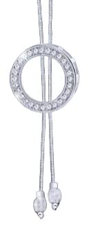 SHERRY'S JEWELS LLC Circle Sparkling Cubic Zirconia Long Pendant Silver Sweater Chain Statement Necklace for Women
