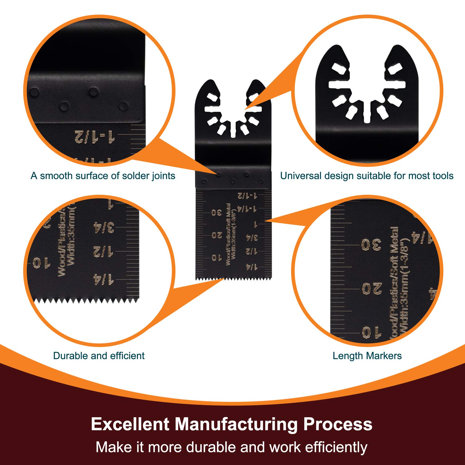 Metal Wood oscillating Multitool 6 Pcs Quick Release Saw Blades QTH062, Universal Desing, Compatible with Black & Decker, dewalt, makita, ryob,and Skill Bosch.