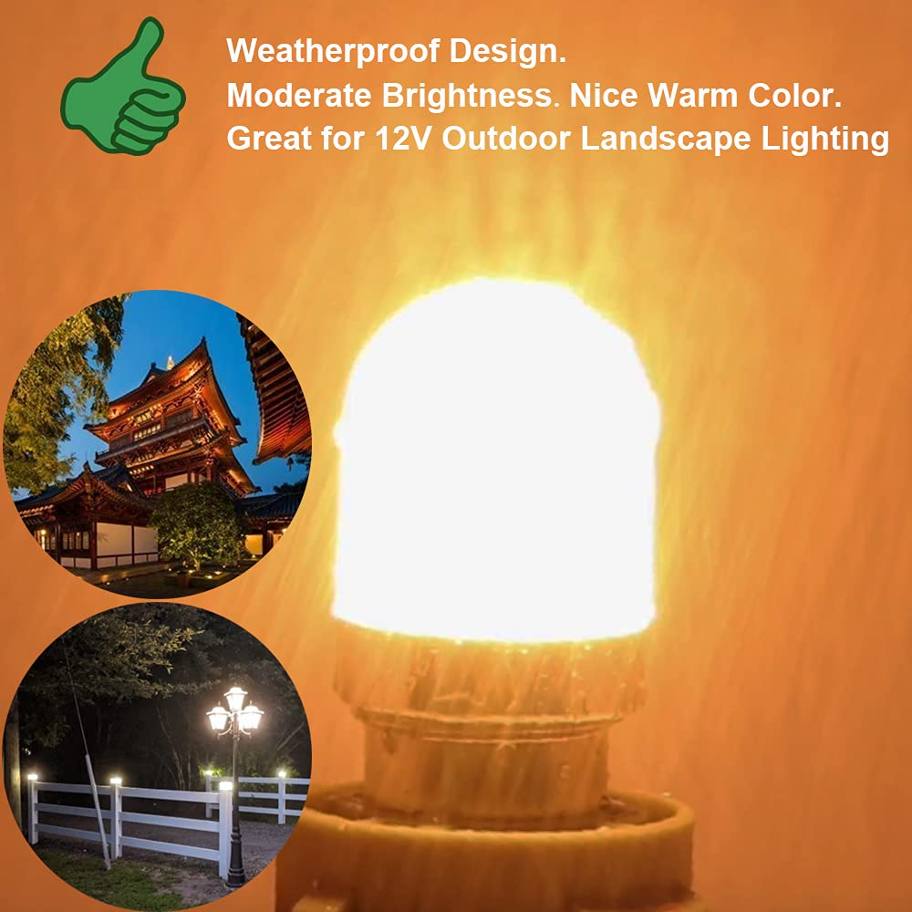 Makergroup 1141 BA15s Bayonet LED Bulbs 12V, Weatherproof 1156 S8 Landscape Light Bulb, 1W Warm White Color 2700K for RV and Outdoor Lighting Path Deck Lights Pack of 4