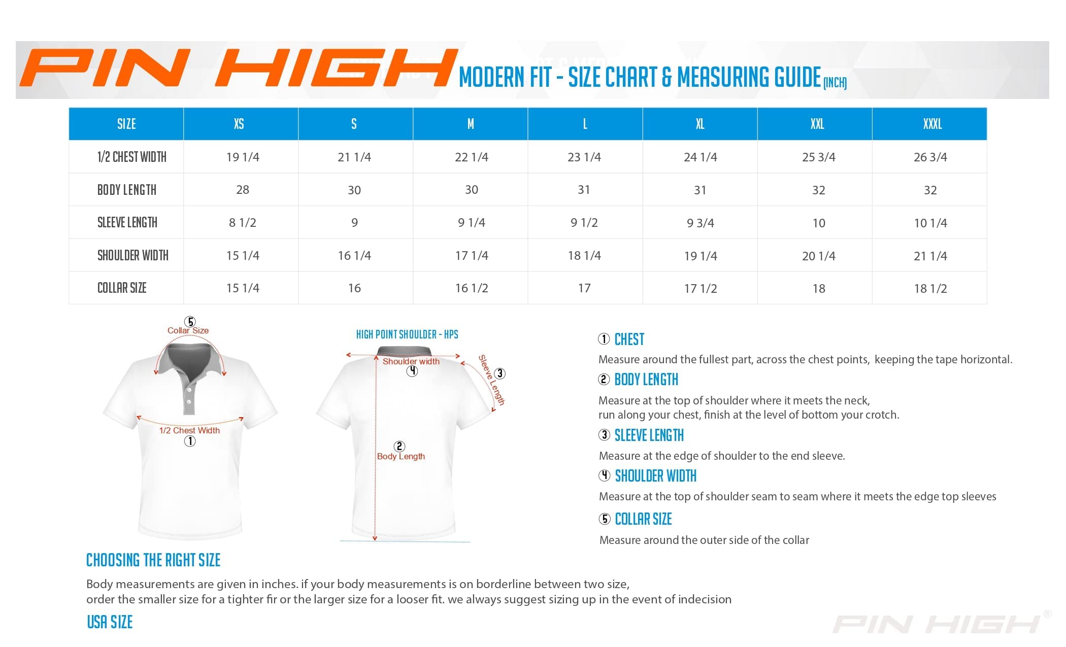 Pin High Men's Performance Golf Polo Shirt, Modern Fit Golf Shirt, Dry-Fit Short Sleeve Polo