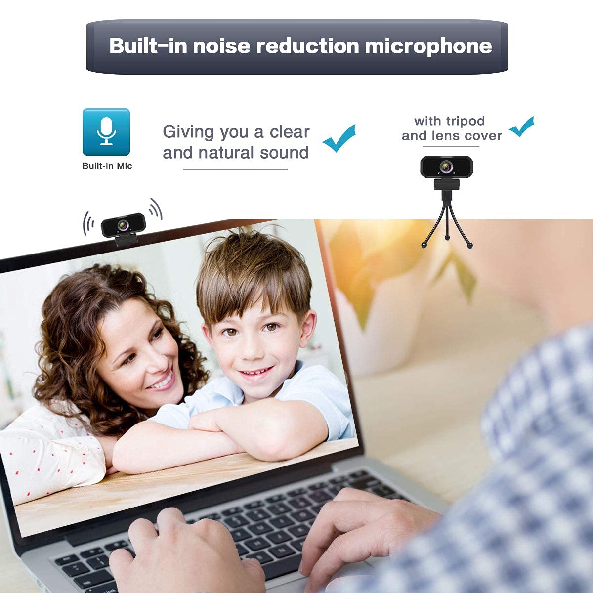 Webcam 1080p HD Computer Camera - Microphone Laptop USB PC Webcam with Privacy Shutter and Tripod Stand, 110 Degree Live Streaming Widescreen Recording Pro Video Web Camera for Calling, Conferencing