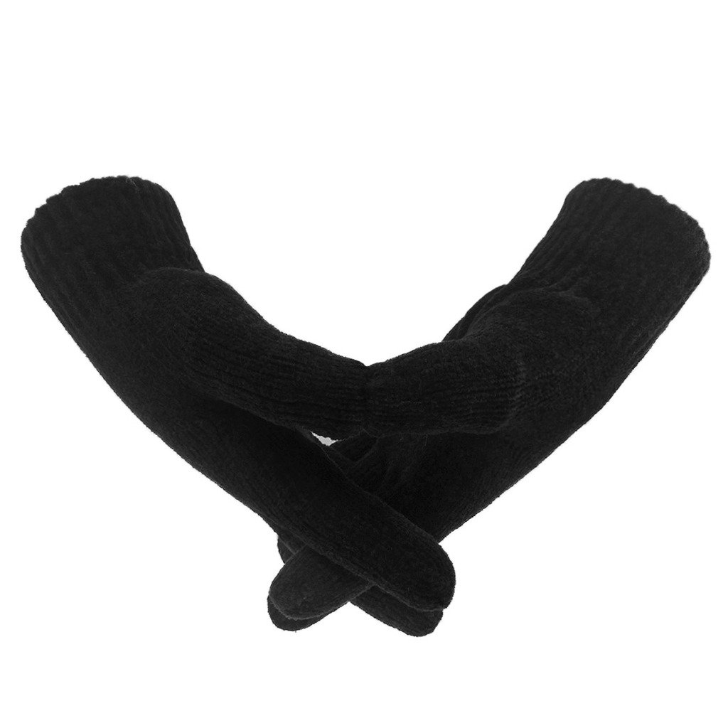 LETHMIK Mens Winter Thick Gloves Black Knit with Warm Wool Lining