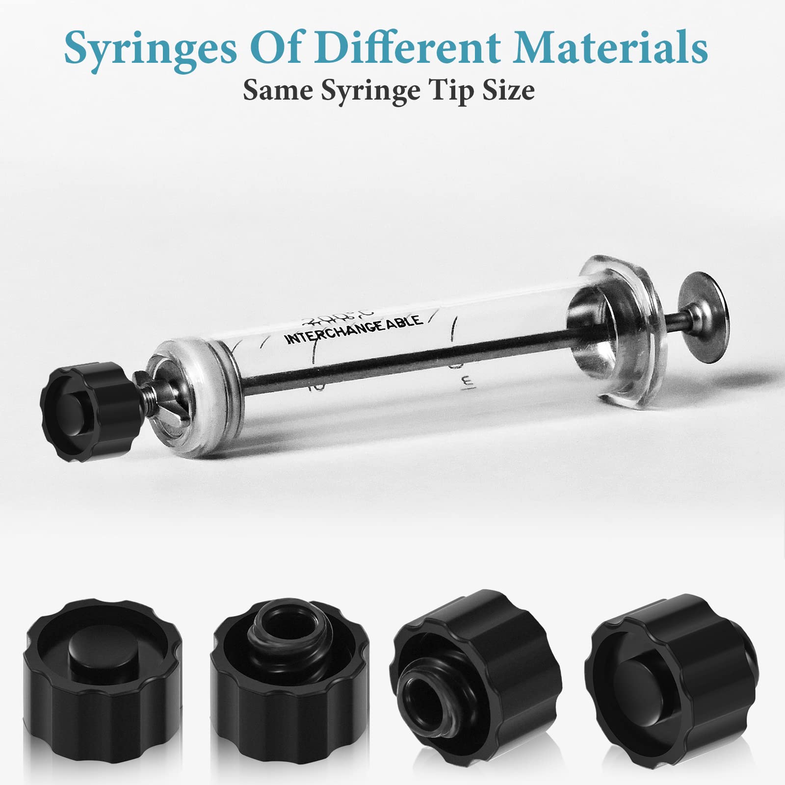 Yinkin 100 Pcs Syringe Tip Caps No Needle Connector Feeding Tube Supplies for Lab Dispensing Feeding, Black