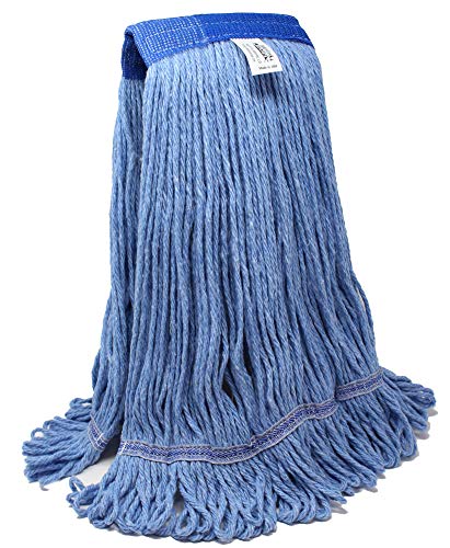 Turkey Creek Essentials Mop Heads Commercial Grade USA Made Looped End Heavy Duty Large Mop Head of Blue 4-Ply Synthetic Yarn Industrial Wet Mop Head Replacement and String Mop Refills (1, Large)