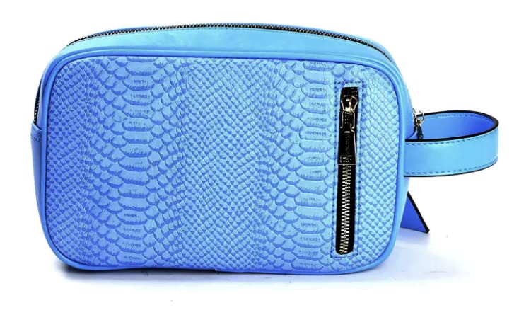 Tote&Carry - Sky Blue Snakeskin Toiletry bag