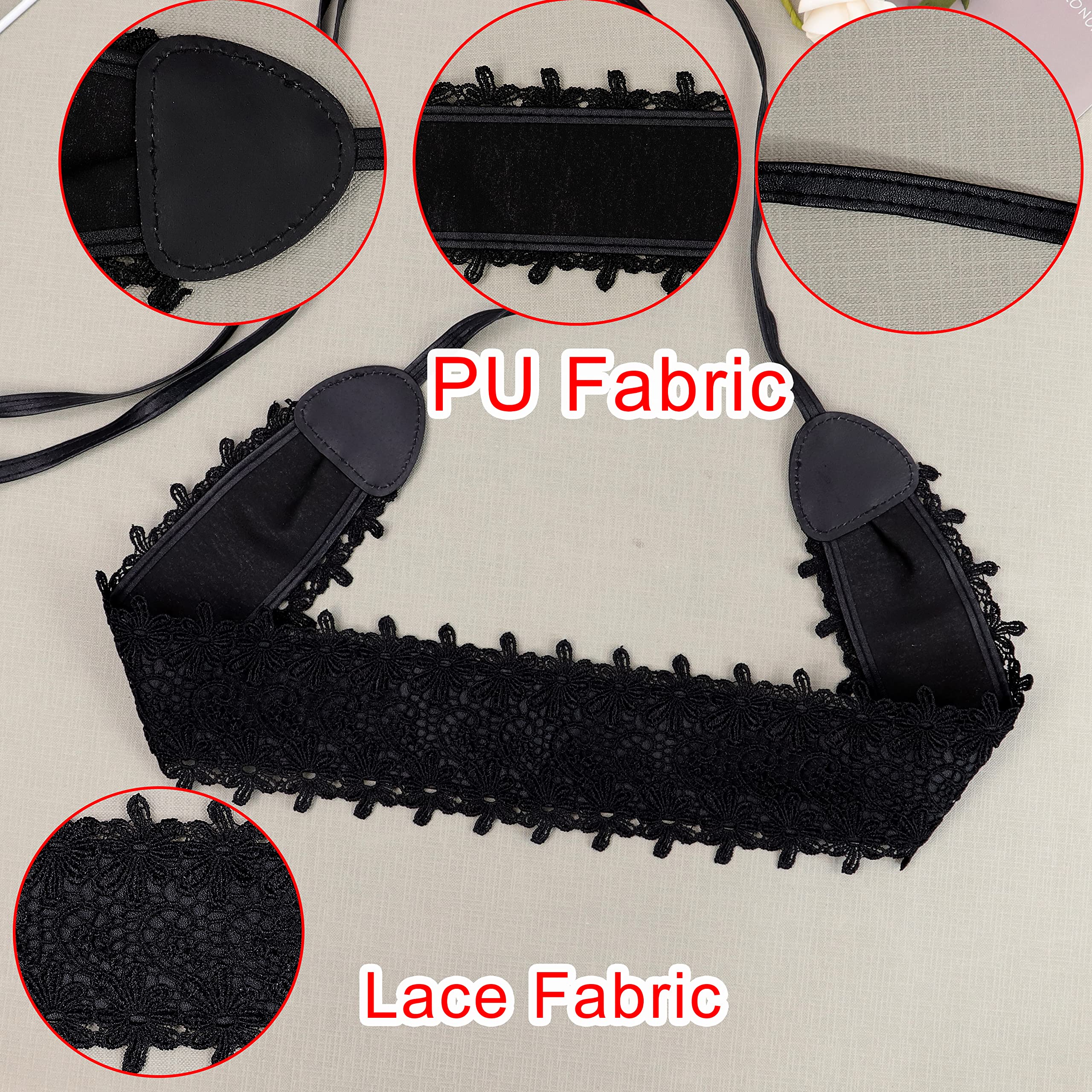 Lovful Womens Faux Leather Lace Waist Belt,Wide Wrap Around Obi Belt,Self Tie Boho Cinch Belts,Black